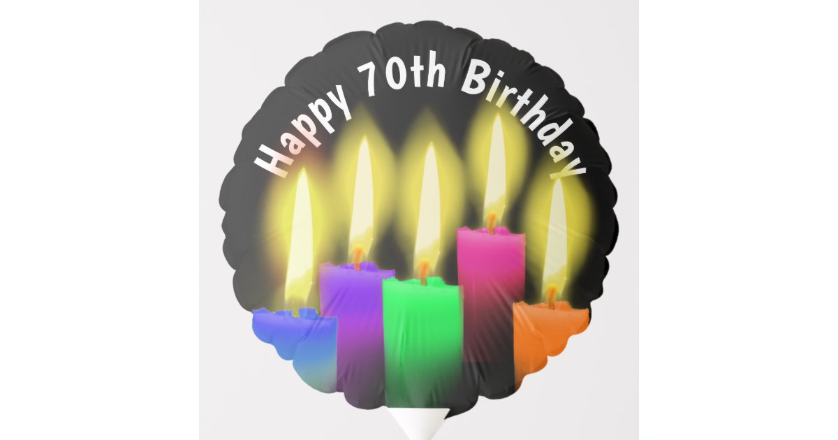 70th Birthday Candles On Black Balloon | Zazzle
