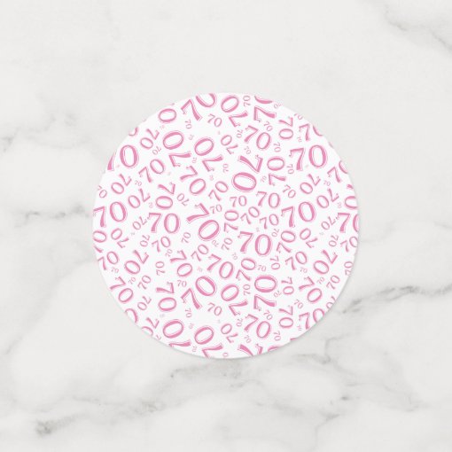 70th Birthday Cool Number Pattern Pink and White Confetti | Zazzle