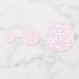 70th Birthday Cool Number Pattern Pink and White Confetti | Zazzle