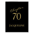 70th Birthday Gold Script Black Giant Card | Zazzle