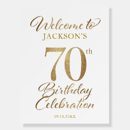 70th Birthday Gold Welcome Sign | Zazzle