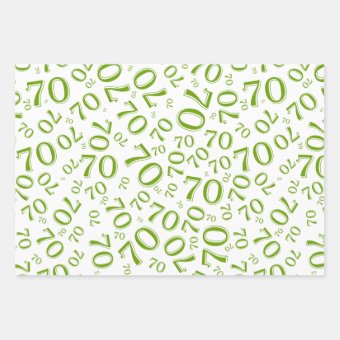 70th Birthday Green & White Number Pattern 70 Wrapping Paper Sheets ...