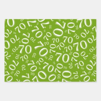 70th Birthday Green & White Number Pattern 70 Wrapping Paper Sheets ...