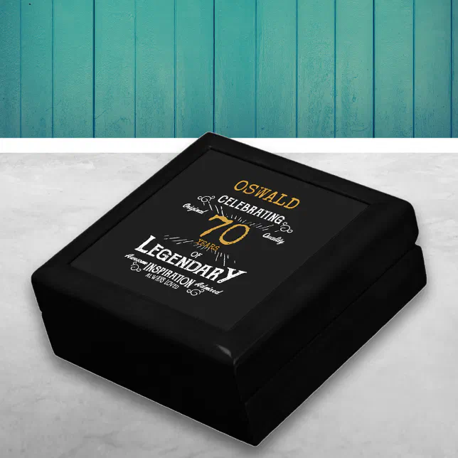 70th Birthday Legendary Black Gold Retro Gift Box | Zazzle