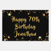 70th Birthday Modern Black and Gold Stars Sign | Zazzle