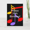 70th Birthday Music Notes Folded Greeting Card | Zazzle