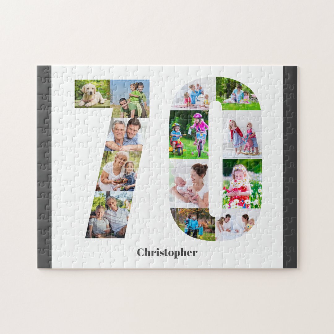 70th Birthday Number 70 Photo Collage 13 Photo Jigsaw Puzzle | Zazzle