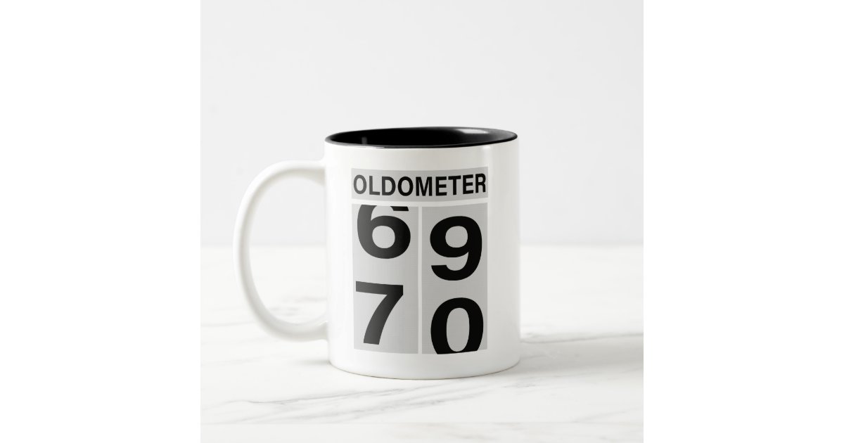 70th Birthday Oldometer Two-Tone Coffee Mug | Zazzle