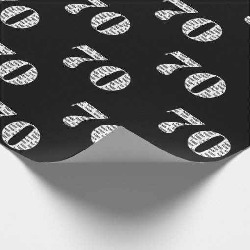 70th Birthday on black Wrapping Paper | Zazzle