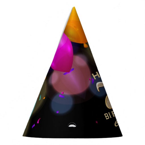 70th Birthday Party Black and Gold Party Hat | Zazzle