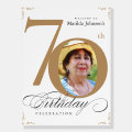 70th Birthday Party Gold White Calligraphy Sign | Zazzle