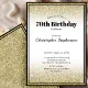 70th Birthday Party Invitation in Black and Gold | Zazzle
