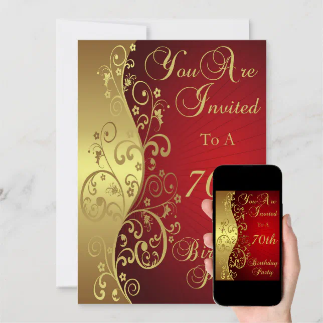 70th Birthday Party Personalized Invitation | Zazzle