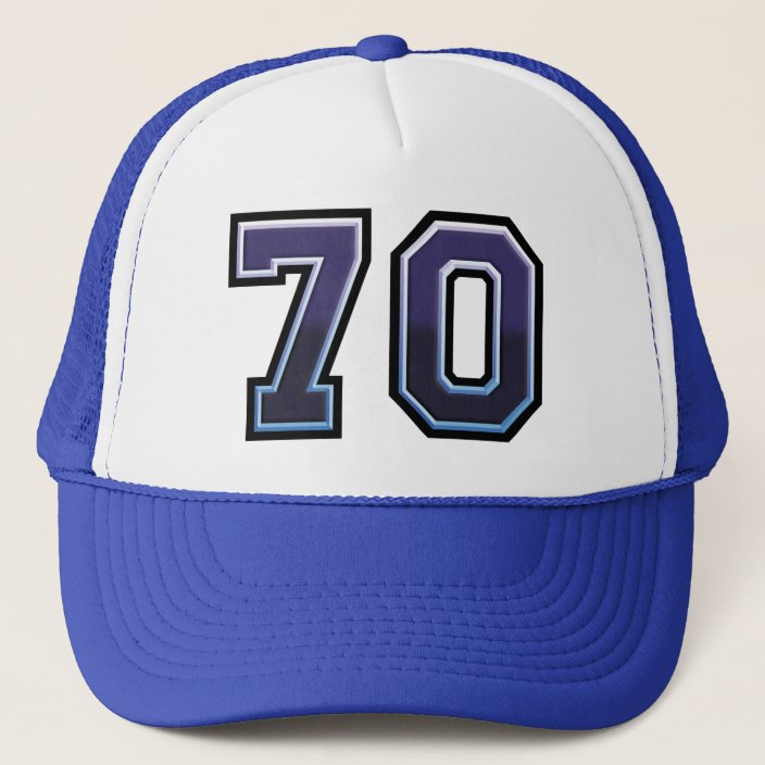 70th Birthday Party Shades of Blue Trucker Hat | Zazzle.com