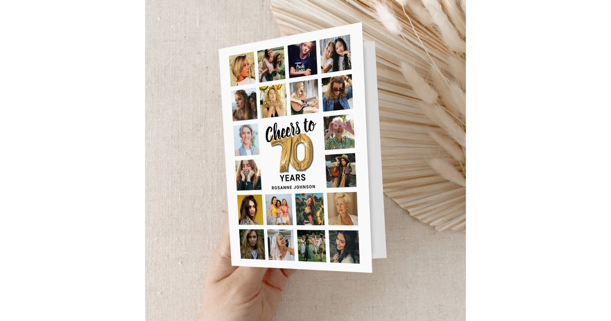 70th Birthday Photo Collage Card | Zazzle