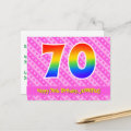 70th Birthday: Pink Stripes & Hearts, Rainbow 70 Postcard | Zazzle
