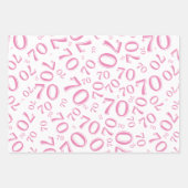70th Birthday Pink & White Number Pattern 70 Wrapping Paper Sheets | Zazzle