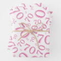 70th Birthday Pink & White Number Pattern 70 Wrapping Paper Sheets | Zazzle