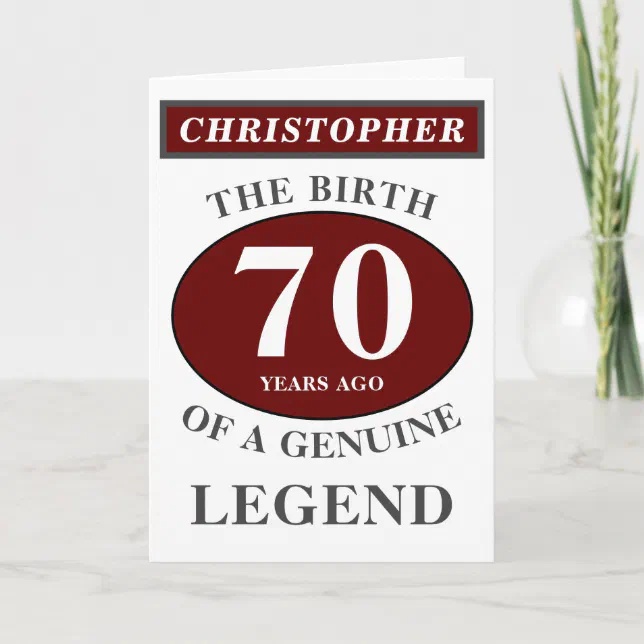 70th Birthday Red Genuine Legend Add Your Name Card | Zazzle