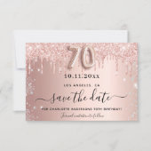 70th birthday rose glitter save the date | Zazzle