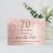 70th birthday rose glitter save the date | Zazzle