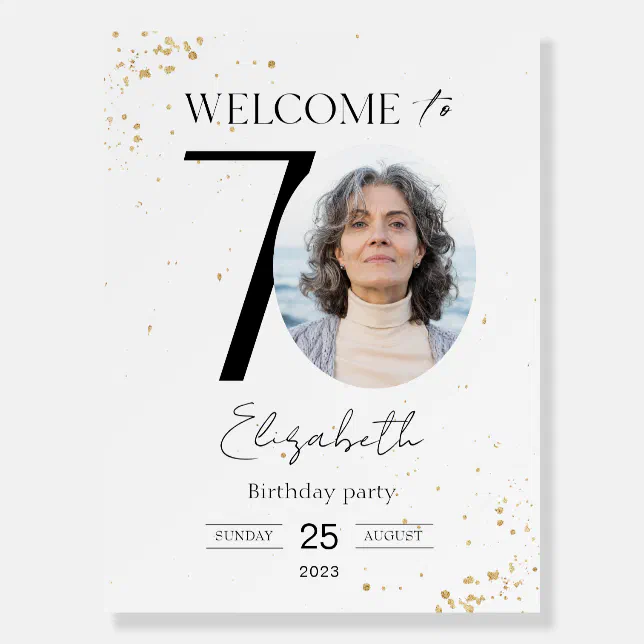 70th Birthday Welcome Sign Gold Board | Zazzle