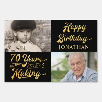 70th Birthday Years in the Making Retro Script Sign | Zazzle