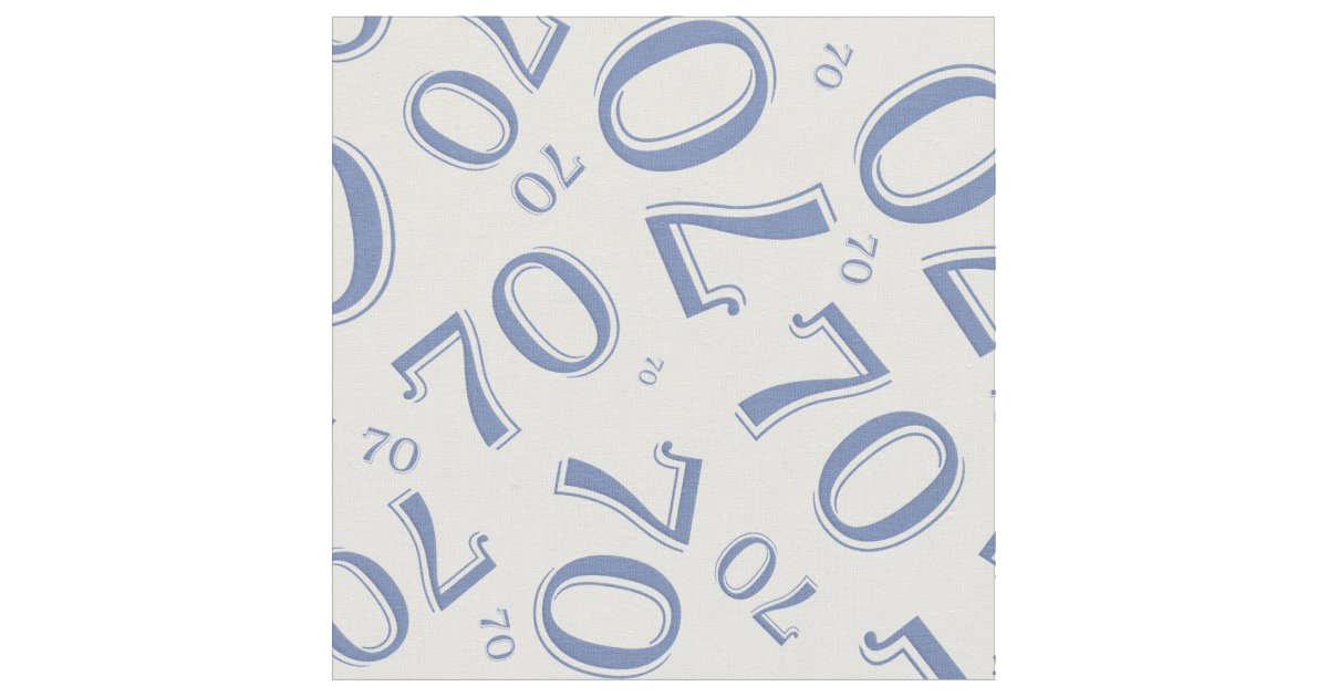70th Cool Number Pattern Blue and White 70 Fabric | Zazzle
