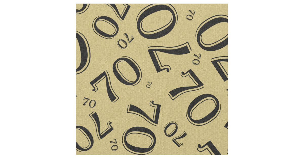 70th Cool Number Pattern Gold and Black 70 Fabric | Zazzle