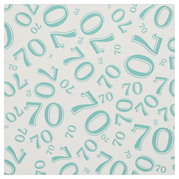 70th Cool Number Pattern Green and White 70 Fabric | Zazzle