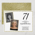 70th Custom Photo White and Gold Invitation | Zazzle