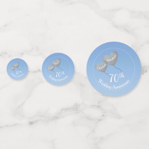 70th Platinum Wedding Anniversary heart balloons Confetti | Zazzle