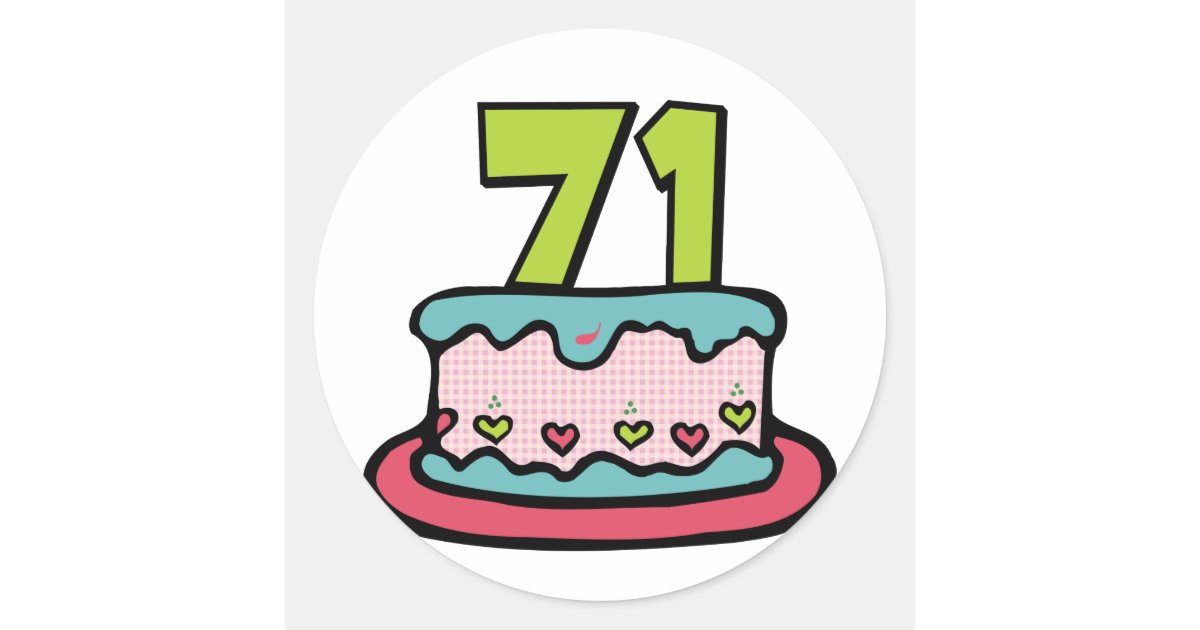 71 Year Old Birthday Cake Classic Round Sticker | Zazzle