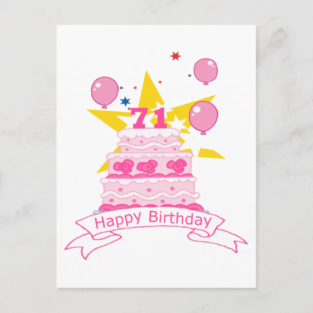 71 Year Old Birthday Cake Postcard | Zazzle