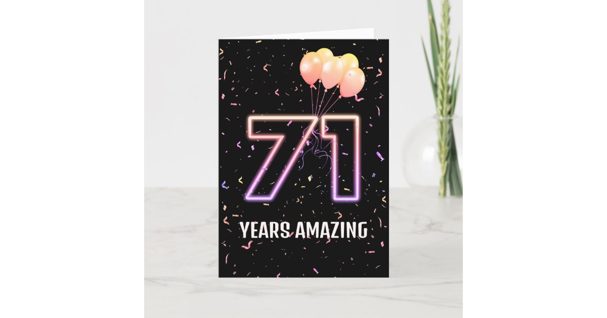71st Birthday Balloons and Confetti Card | Zazzle