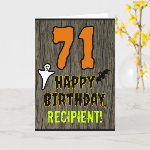 71st Birthday: Spooky Halloween Theme, Custom Name Card | Zazzle