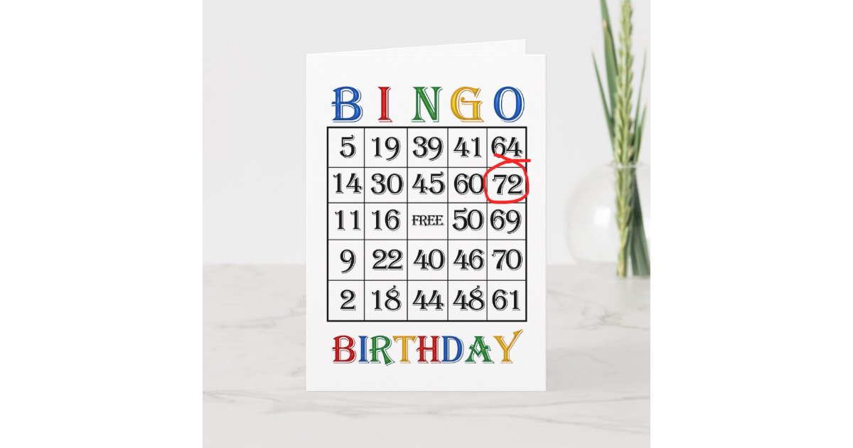 72nd Birthday Bingo card | Zazzle