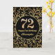 72nd Birthday Black and Gold Floral Pattern Card | Zazzle