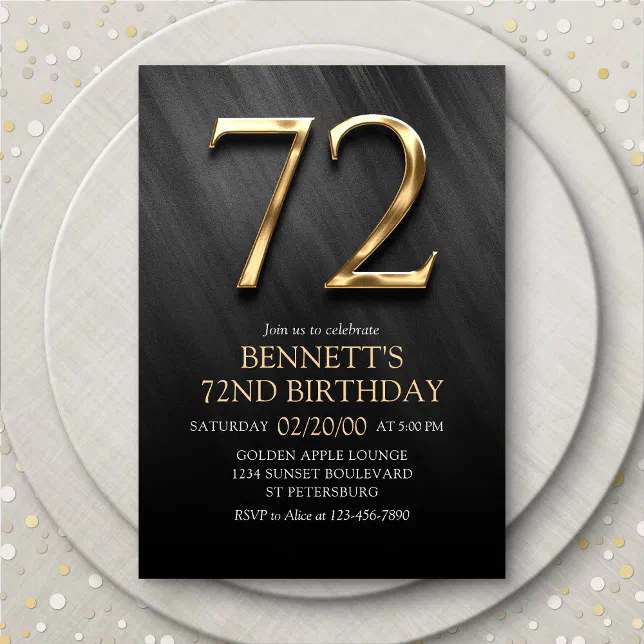 72nd Birthday Invitation | Zazzle