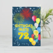 72nd Birthday party Invitation with balloons | Zazzle