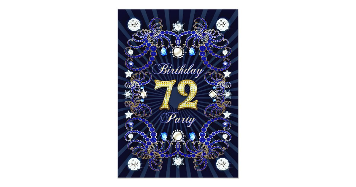 72nd birthday party invite with masses of jewels | Zazzle.com