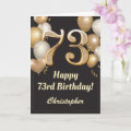 73rd Birthday Black and Gold Balloons Confetti Card | Zazzle
