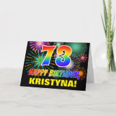 73rd Birthday: Bold, Fun, Fireworks, Rainbow 73 Card | Zazzle