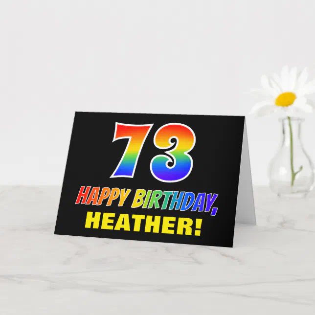 73rd Birthday: Bold, Fun, Simple, Rainbow 73 Card | Zazzle