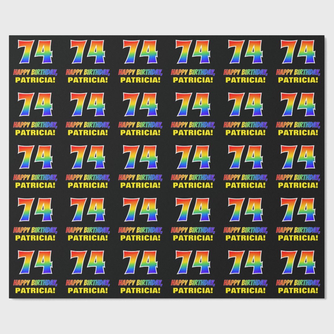 74th Birthday: Bold, Fun, Simple, Rainbow 74 Wrapping Paper | Zazzle