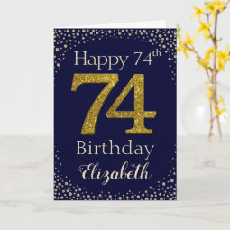 74th Birthday Golden Glitter Card | Zazzle