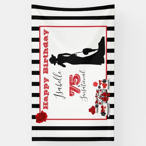 75 & SENSATIONAL 75th Birthday Banner Stripes | Zazzle
