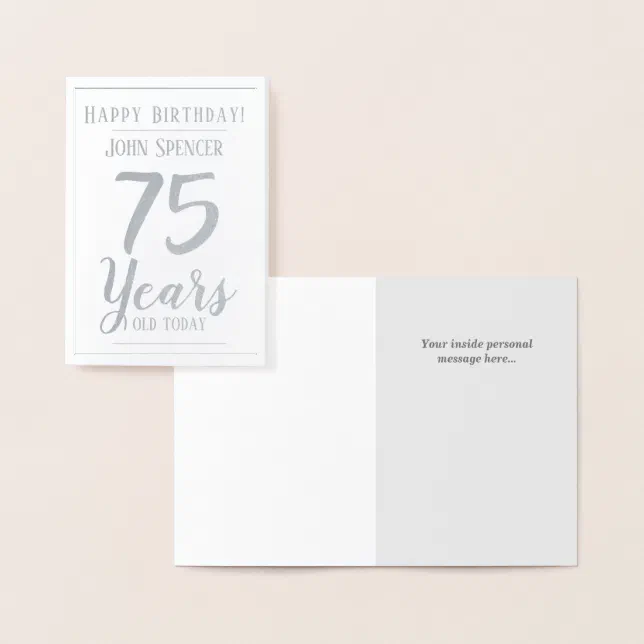 75 Years Old. Stylish Design. Foil Card | Zazzle