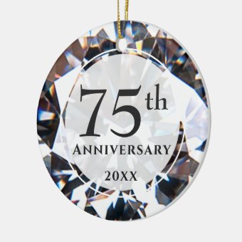 75th Anniversary Diamond Photo Personalized Ceramic Ornament | Zazzle