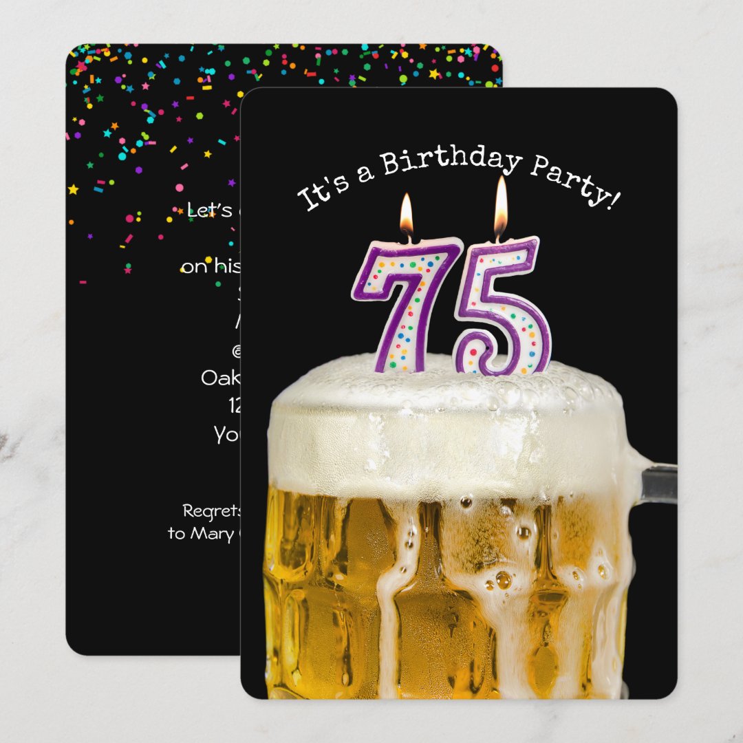 75th Birthday Beer Party Invitation | Zazzle